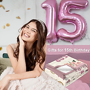 Peliny Chrid Quinceanera Gifts Blanket - 15 Year Old Girl Gifts for Birthday - 15th Birthday Gifts for Teen Girls Throws 60"X50" - 15th Birthday Decorations for Girls - 15 Year Old Girl Gift Ideas