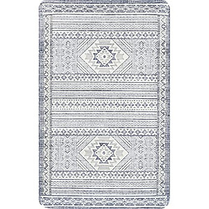 nuLOOM Southwestern Bordered Kitchen or Laundry Comfort Mat, 20" x 32", Blue