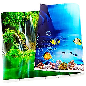 DQITJ 2 Pack Fish Tank Background Sticker Double-Sided Adhesive Wallpaper Aquarium Decorative Picture (20.4" x 11.8")