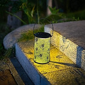 FLJZCZM Solar Lanterns Lights Outdoor Lantern Hanging Garden Metal Retro Light Battery Table Lamp Decorative Yard Camping Waterproof Green