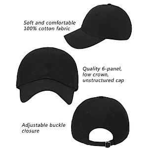 Oversize XXL Baseball Cap for Big Heads 23.6"-25.6", Extra Large Cotton Baseball Hat, Plus Size Unstructured Dad Hats Black