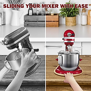 Kitchen Appliance Slider Mat for Kitchen aid 5-8Qt Bowl Lift Stand Mixers, Bamboo Slide Board Compatible with 5-8QT Professional Bowl-lift Stand Mixer, Under Cabinet Sliding Tray for Countertop