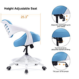 BOJUZIJA Ergonomic Office Computer Desk Kid Study Chair Waist Support Function Swivel 360° for Home&Office -Pink