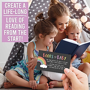 25 Books For Baby Shower Request Cards - Rainbow Baby Shower Invitation Inserts, Book Request Baby Shower Guest Book Alternative, Bring A Book Instead Of A Card, Baby Shower Book Request