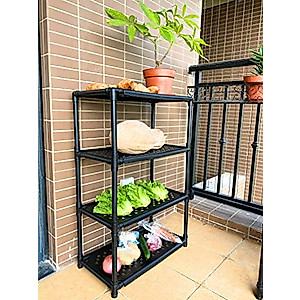 Cutequeen 12.6"×23.6"×36.2" 4-Shelf Tier Plastic Multi-Purpose Tool Holder Storage Shelf Shoe Storage Rack Light Duty Garage Storage Indoor and Outdoor (12.6"×23.6"×36.2")