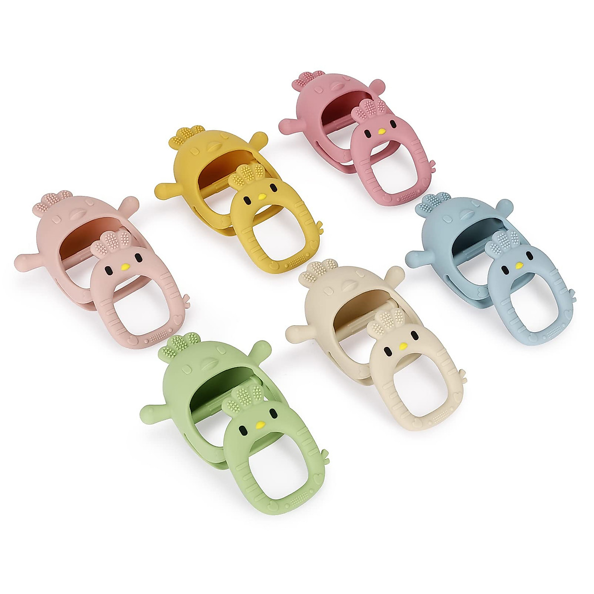 Socub Silicone Baby Teething Toy for Infants 3 Months+, BPA Free Never Drop Silicone Mitten Teether Toy for Soothing Sore Gums, Baby Chew Toys for Sucking Need (Beige