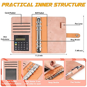 HAKPNEW Budget Binder with Zipper Envelopes, A6 Budget Wallet with Calculator, Cash Envelopes for Budgeting and Budget Sheets, Money Saving Binder for Budget Planner Office Home School Pink