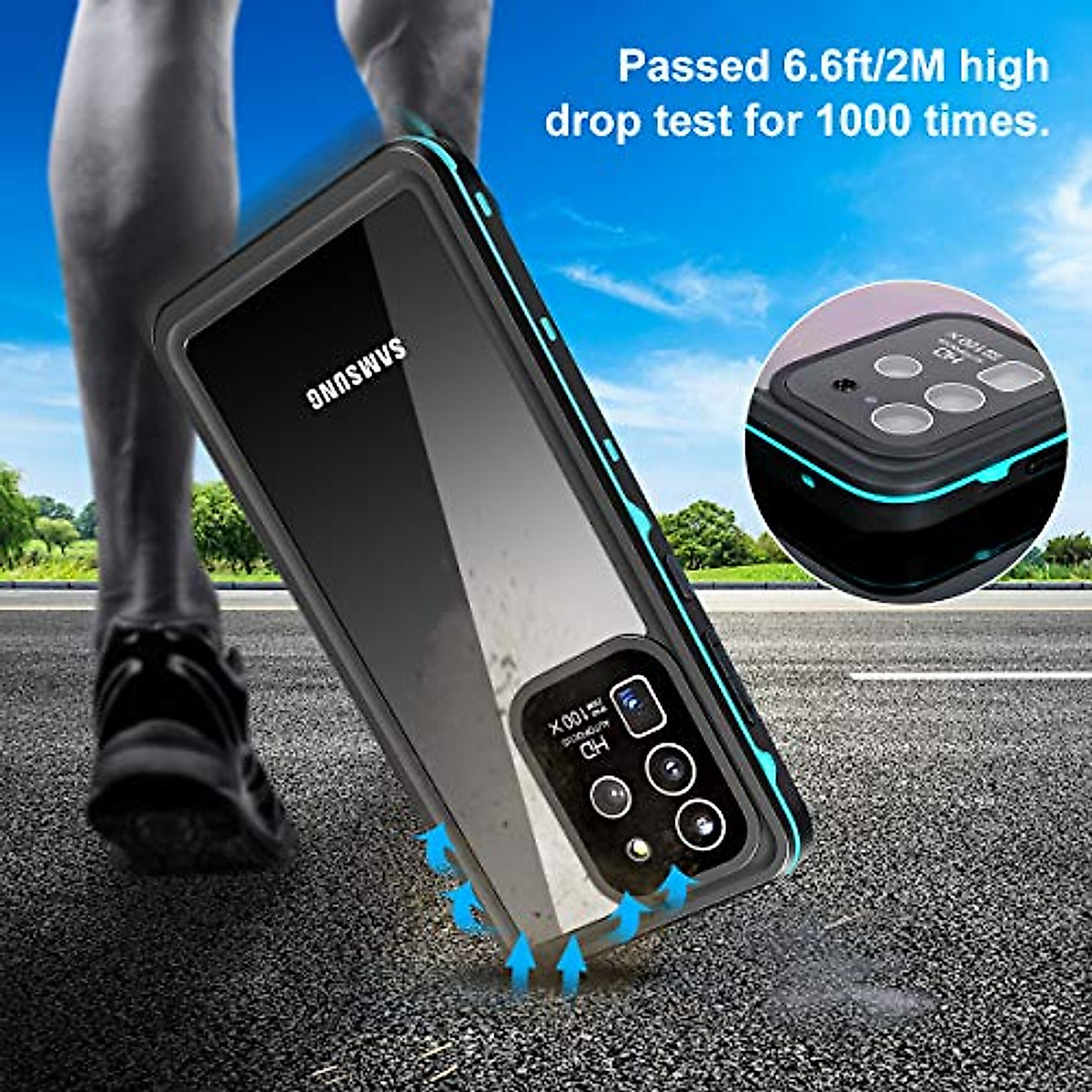 Ezanmull Galaxy S20+ / S20 Plus Case Waterproof with Built-in Screen Protector, Full Body Protection Underwater Shockproof Rugged Anti-Drop Protective Case for Samsung Galaxy S20 Plus 5G (Clear&Teal)