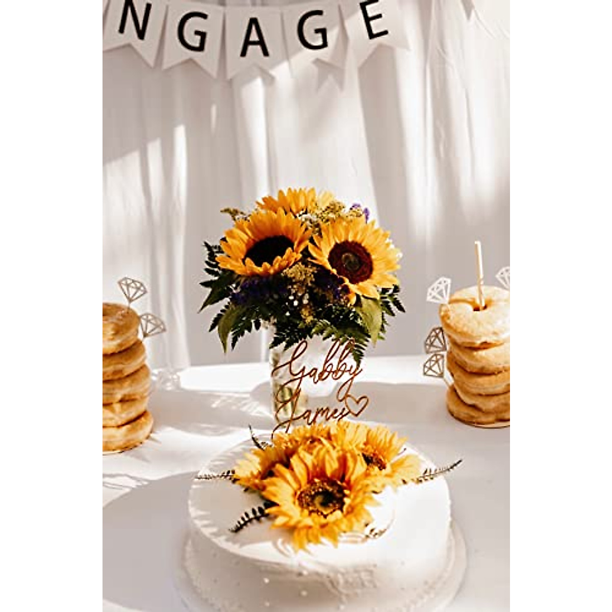 Honbay 4PCS Round Wood Donut Stands Doughnut Dessert Stands Bagels Display Holder, for Wedding, Birthday, Kids, Baby Shower