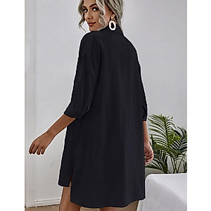 Beyove Women's 2 Piece Lounge Tracksuit Outfit Sets Cotton Linen High Low Shirt and Drawstring Casual Shorts Set, Black S