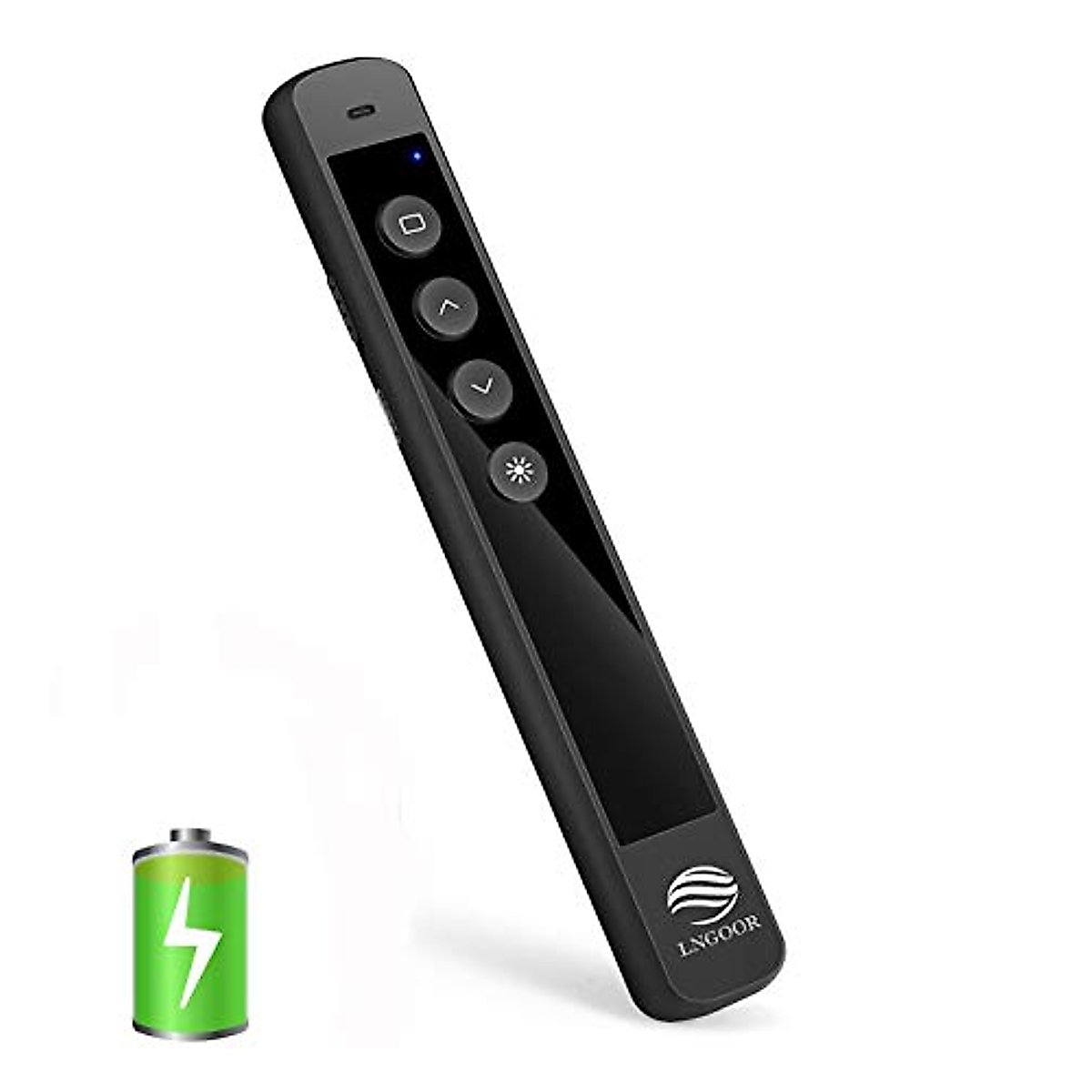 Presentation Clicker, LNGOOR Presentation Remote Rechargeable RF 2.4GHz Wireless Presenter Powerpoint PPT Keynote Slide Clicker with Laser Pointer Support Hyperlink