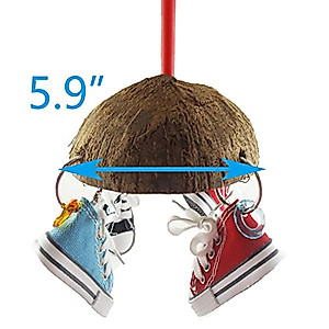 Bird Training Toys Coco Shell with Mini Sneaker Ring Chew Toy, Parrot Cage Hanging Toys for African Grey ,Cockatoo,Macaw