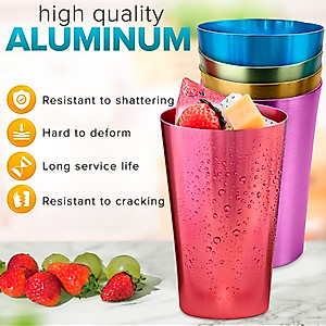 BURIUS Anodized Aluminum Drinking Cups Set - 6Pcs Wine Tumblers Aluminum Party Cups for Iced Coffee Bar Accessories Water Glasses - Colorful Wine Glasses for Drinking Water Tumbler Metal Cup