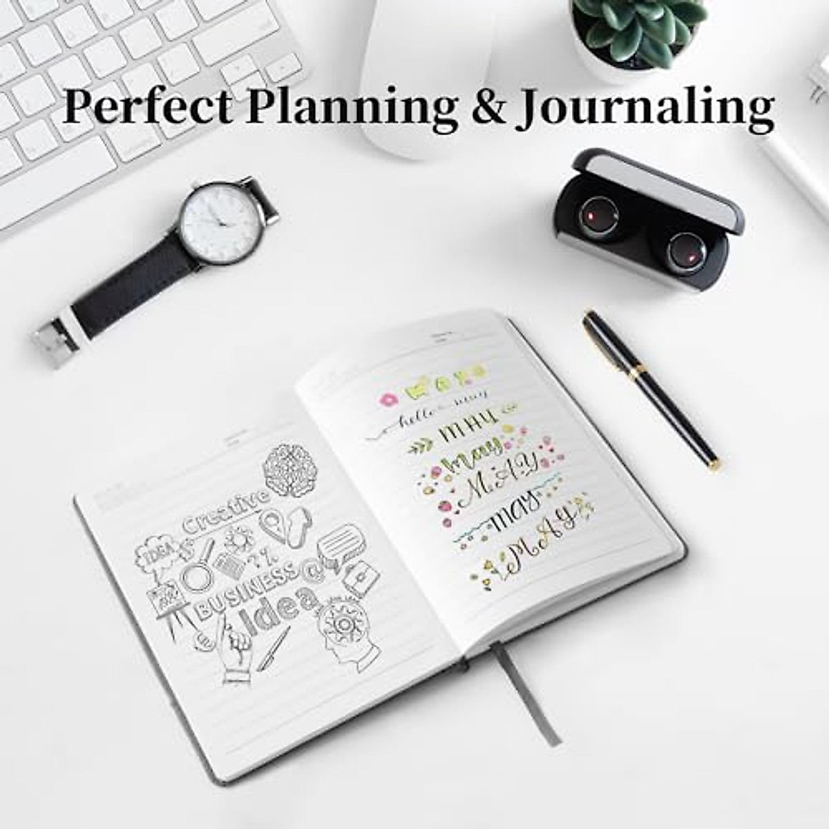 EUPLONG Lined Journal Notebook,200 Pages A5 Hardcover Leather Journals with Cell Phone Strap for Writing,Travel,Business,Work&School,Notebooks for Note Taking,Diary Notepad 5.7×8.3