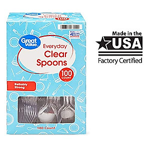 Party Great Value Premium Reliaby Strong Plastic Spoons, 100 Count