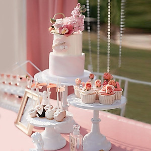 4 Pcs White Cake Stand Set Round Metal Cake Stands Metal Cupcake Holder White Dessert Table Display Set for Wedding Birthday Party Baby Shower Anniversaries Supplies