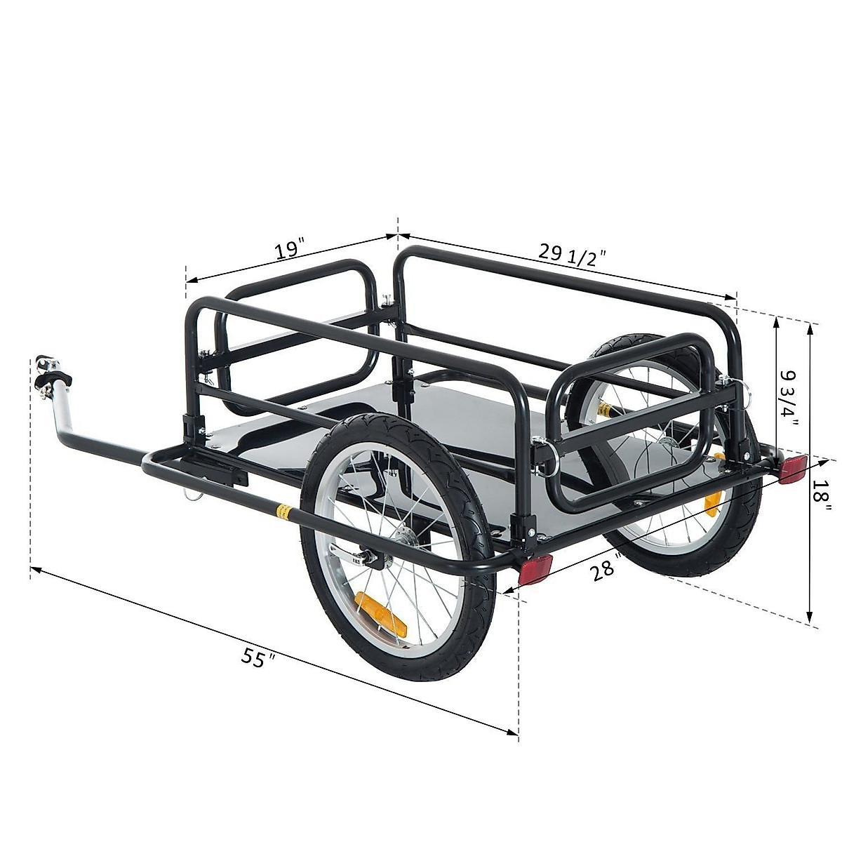 allgoodsdelight365 Steel Frame Bicycle Bike Cargo Trailer Luggage Cart Carrier 110lb Hauler
