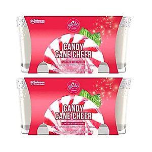 Glade Jar Candles, Fragrance Candles Infused with Essential Oils, Air Freshener Candles, 4 Candles 3.4 Oz (Candy Cane Cheer)