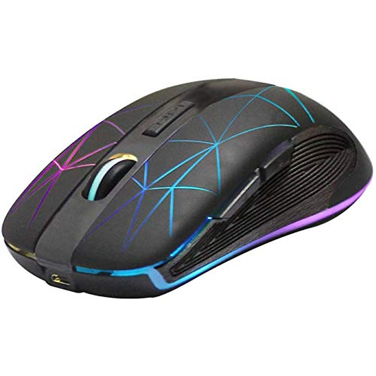 Rii RM200 2.4G Wireless Mouse with USB Nano Receiver, 5 Buttons Rechargeable RGB,3 Adjustable DPI Levels,Colorful Gaming Mouse for Notebook,PC,Computer-Black
