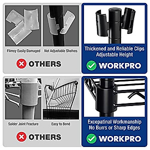 WORKPRO Storage Shelves, 5 Tier Metal Shelving Unit, Garage Wire Rack, Standing Adjustable Shelves with Hooks for Pantry Closet Kitchen Basement, 30" W x 14" D x 60" H, Capacity 750 LBS(Total)