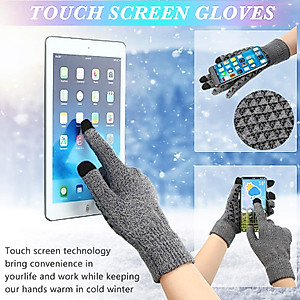 SATINIOR 6 PCS Winter Warm Beanie Hat Fleece Cap and Touchscreen Thermal Anti-Slip Gloves (Black, Gray, Navy Blue)