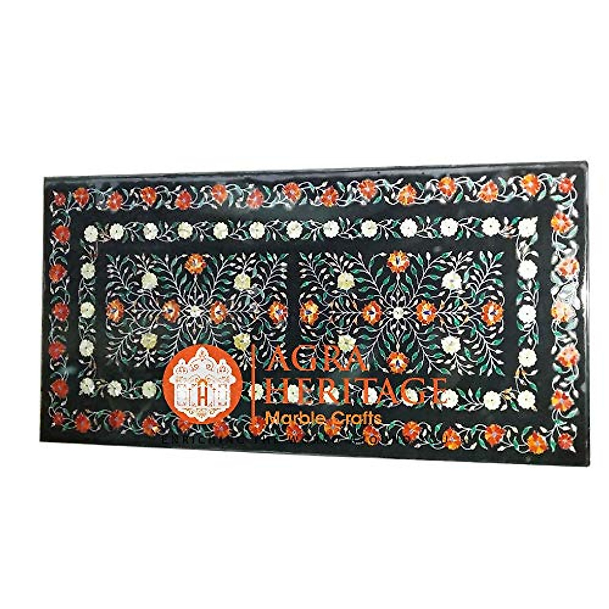 Black Marble 3'x2' Dining Breakfast Table Top Marquetry Floral Inlay Design Furniture Decor