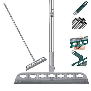 Squeeze Silicone Broom Sweeping,Magic Broom Sweeping Brush Multifunction Magic Broom Sweeper Detachable Floor Squeegee Glass Wiper for Bathroom Kitchen Tile Cleaning (Gray)