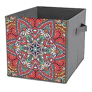 Beautiful Bohemian Style Collapsible Storage Bins Basics Folding Fabric Storage Cubes Organizer Boxes with Handles