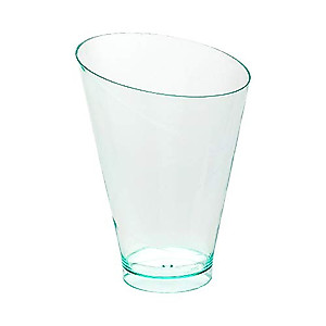 Restaurantware 7 Ounce Plastic Glasses 100 Round Incline Shooter Cups- Disposable Small Seagreen Plastic Round Bowls Unique Design For Soups Appetizers Or Desserts