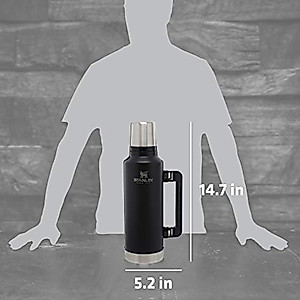 Stanley Classic Vacuum Insulated Wide Mouth Bottle - BPA-Free 18/8 Stainless Steel Thermos for Cold & Hot Beverages – Keeps Liquid Hot or Cold for Up to 24 Hours – Matte Black, 2 QT