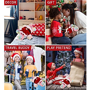 DolliBu Santa Rainbow Alligator Plush Stuffed Animal Plush Toy - Soft Wild Animal Dress Up with Red Santa Claus Outfit, Wildlife Gift, Holiday with Name Personalization - 12 Inch