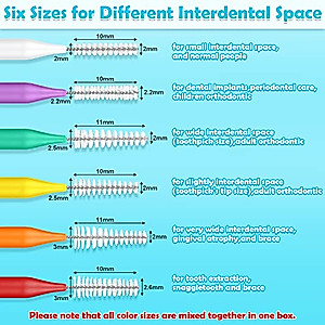 modacraft 120Pcs Interdental Brush 6 Sizes Braces Brush Toothpicks with Soft Bristles 360° Bendable Floss Heads Dental Brushes Between Teeth Gum Braces Cleaning Kit Oral Tooth Cleaning Tool