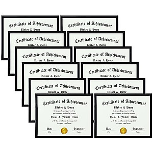 ELSKER&HOME 8.5 x 11 Frame Black 12 Pack, Certificate Award Document Diploma Frame Multi Pack, 8.5x11 Picture Frame for Wall & Tabletop Mounting in Horizontal or Vertical Format
