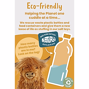Living Nature Highland Cow Brown Stuffed Animal | Farm Toy with Sound | Soft Toy Gift for Kids | Naturli Eco-Friendly Plush | 9 Inches