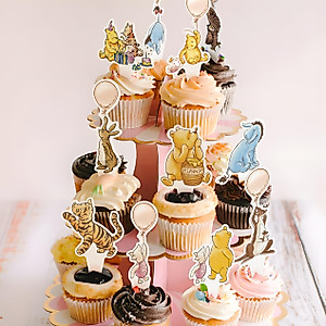 WEECUTES® Winnie Baby Shower Decorations Cupcake Toppers Classic Pooh Cake Decor Party Favors Boys and Girls First Birthday Supplies 48 Pcs