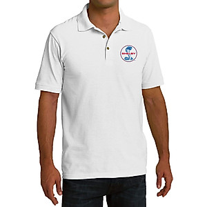 Ford Shelby Blue and Red Logo Pocket Print Pique Polo, White XL