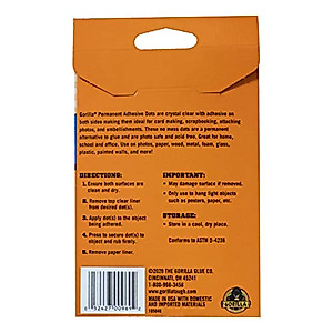 Gorilla Permanent Adhesive Dots, Double-Sided, 150 Pieces, 0.5" Diameter, Clear, (Pack of 1)