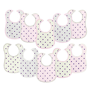 BornCare 10 pack baby bibs 3 Layer Drool Waterproof Newborn 0-6 months, Baby boy or girl Bibs with snap for drooling and teething, 100% cotton 12x8, Gift Set