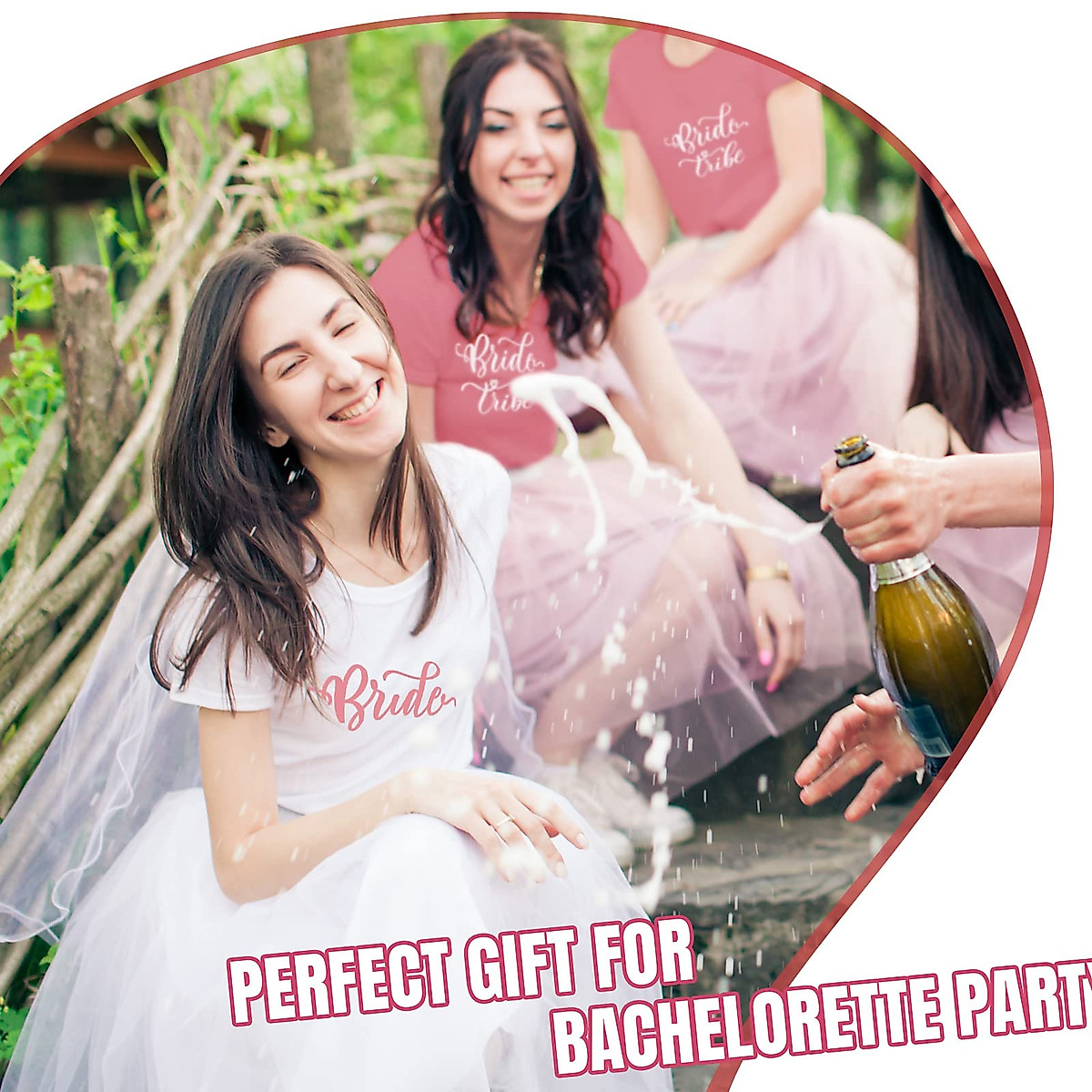 Leumoi 7 Pcs Bachelorette Party Tee Shirt Funny Bridal Party Gift Bride and Bridesmaid T Shirt Bridesmaid Proposal Gift Bridal Team Wedding T Shirt for Women