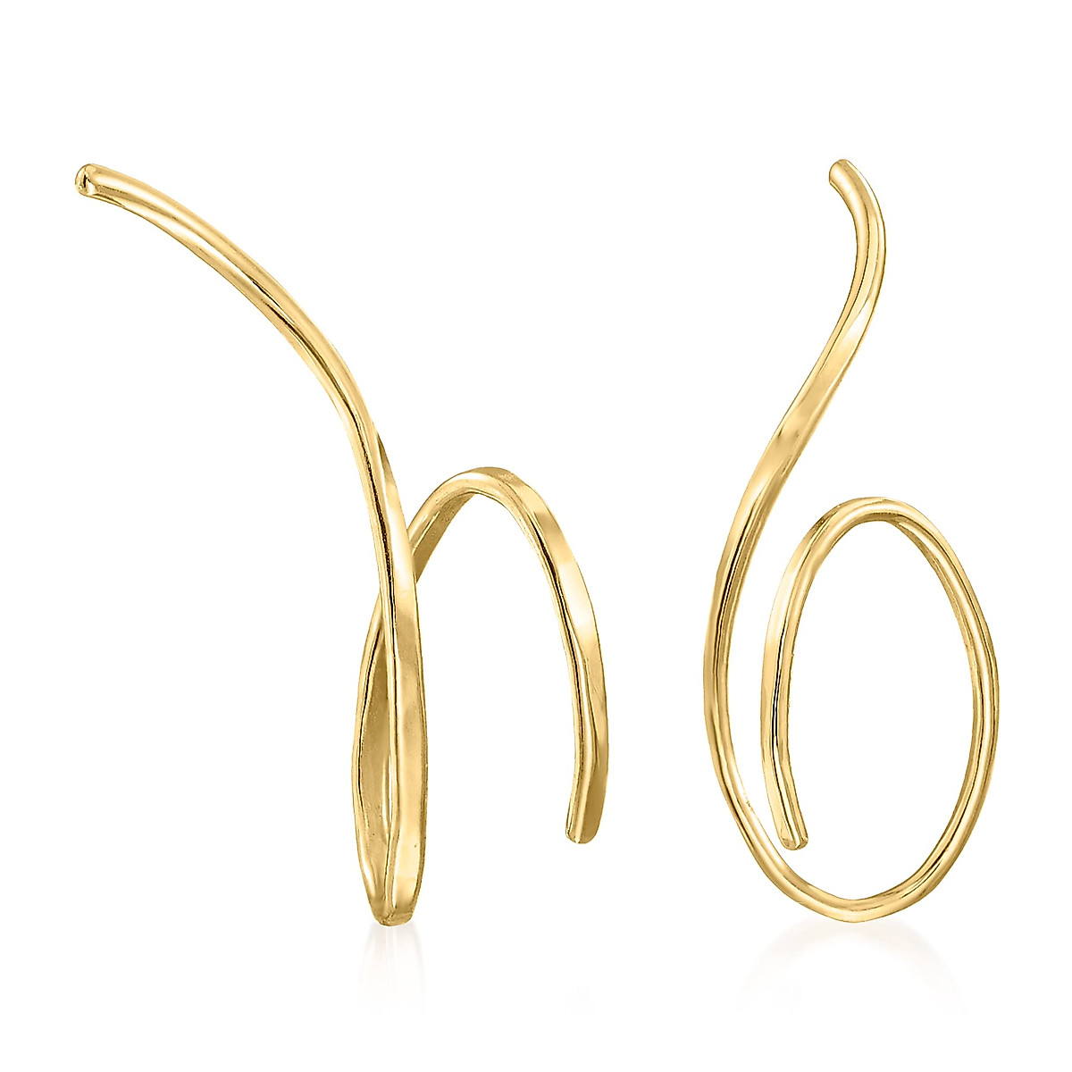 RS Pure by Ross-Simons 14kt Yellow Gold Endless Swirl Wire Threader Earrings