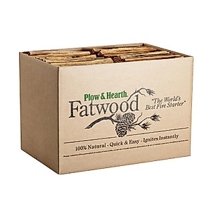 Plow & Hearth Fatwood Fire Starter Organic Kindling Firewood Sticks for Wood Stoves Fireplaces Campfires Fire Pits, Non Toxic, 30 LB - Approx 360 Sticks