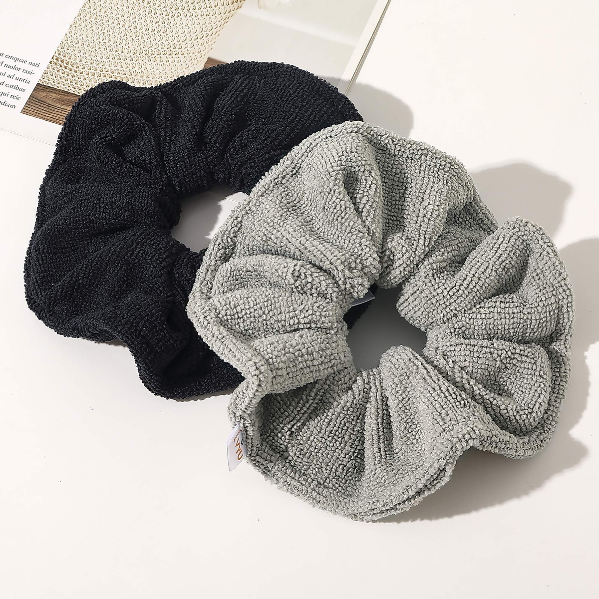 Ivyu Microfiber Hair Drying Scrunchies Towel Fiber Large Big Scrunchie for Curl Hair for Shower Wet Anti Frizz Hair Products Absorbent Fast Terry Cloth Sleep Scrunchy