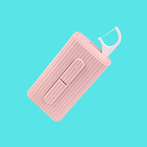 Holy Rose Dental Floss Dispenser Travel Floss Picks Dispenser Portable Flossers Toothpick Cases Fine Floss Organizer with Floss Stick 168 Count Tasteless Clean Tooth More hygienic. (Pink White)