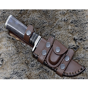 SHOKUNIN USA RazorStrong 5" Hunting Knife High Carbon Steel Damascus Fixed Blade Survival Tactical Knife with Sheath and Non-Slip Ergonomic Handle for Outdoor Camping