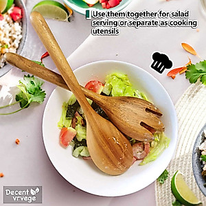Wooden Salad Server Set, Acacia Wooden Salad Spoons & Fork Claw Set of 2, Salad Tongs Food Mixing Serving Tool, Salad Serving Tosser Utensils, Kitchen Cooking Stirring Utensils