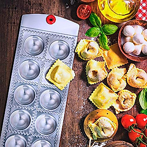 Ravioli Maker & Ravioli molds Tool-12 Hole Round Mold Italian Pasta Italian Tray Kit With Rolling Pin (Round shape)1
