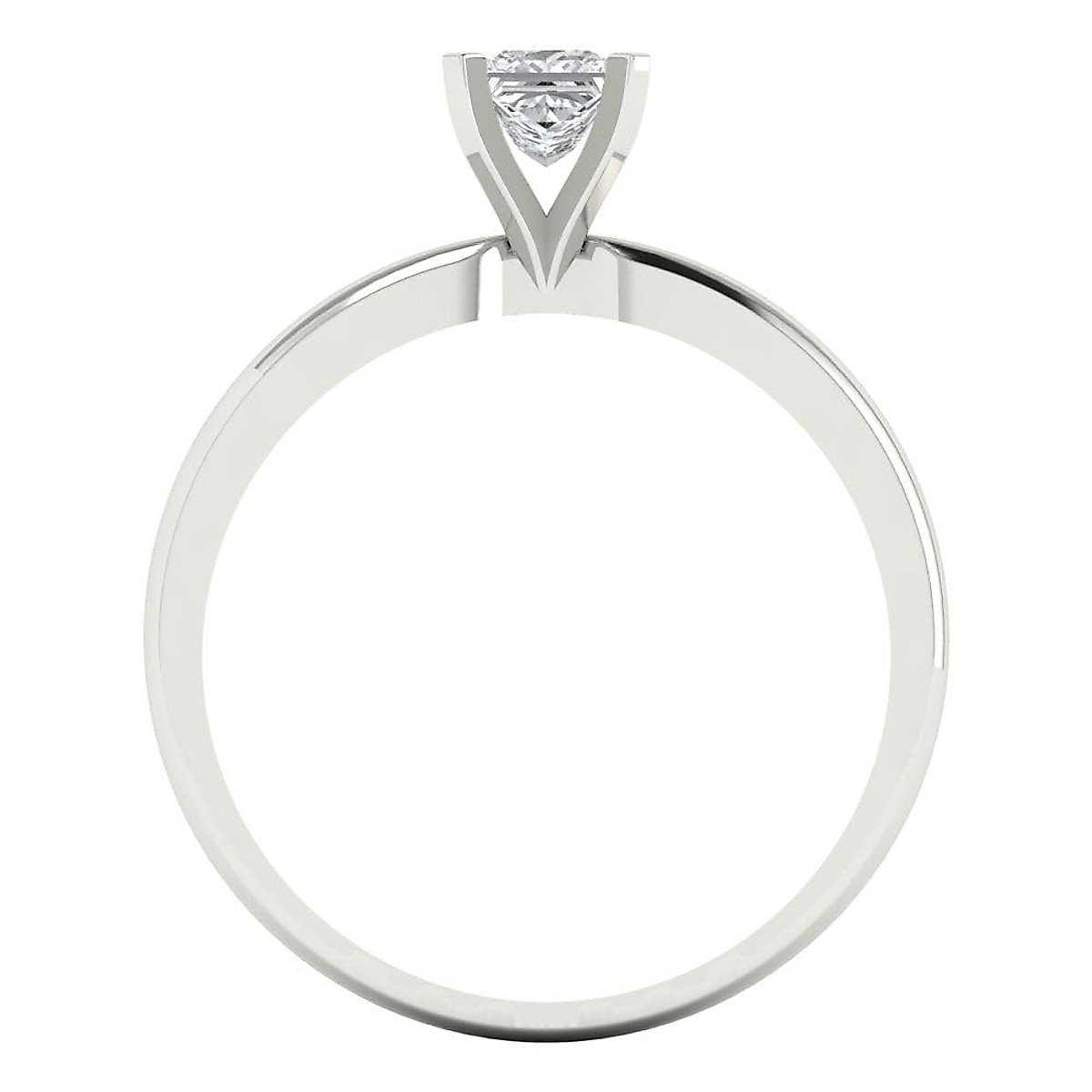 Clara Pucci 0.50 ct Princess Cut Solitaire Lab Created White Sapphire Bridal Designer Anniversary Engagement Ring 14k White Gold 3.5