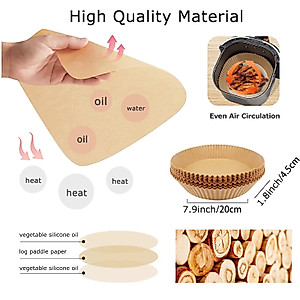 Palksky 150Pcs Air Fryer Baking Paper Round - Air Fryer Baking Liners, Baking Paper for Air Fryer Water-proof, Oil-proof, Non-stick, Parchment Baking Paper for Baking Roasting Microwave(7.9Inch)