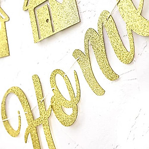 Home Sweet Home Banner - Glitter Gold Housewarming Party Decorations Baner，welcome Home Sign，welcome Home Sign Bunting for Party Decor Family Gathering Photo Booth Props，garland Bunting Script Lettering Decoration Military Missionary Welcome Home Homec