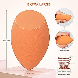 XL EXTRA LARGE Make Up Beauty Sponges Blender-Product contains: 1x Small(8cm) 1xExtra Large(11cm) and 2 Sponge Holder-for Face Body, Blush Cream, Liquid Foundation Powder Application, Ivory